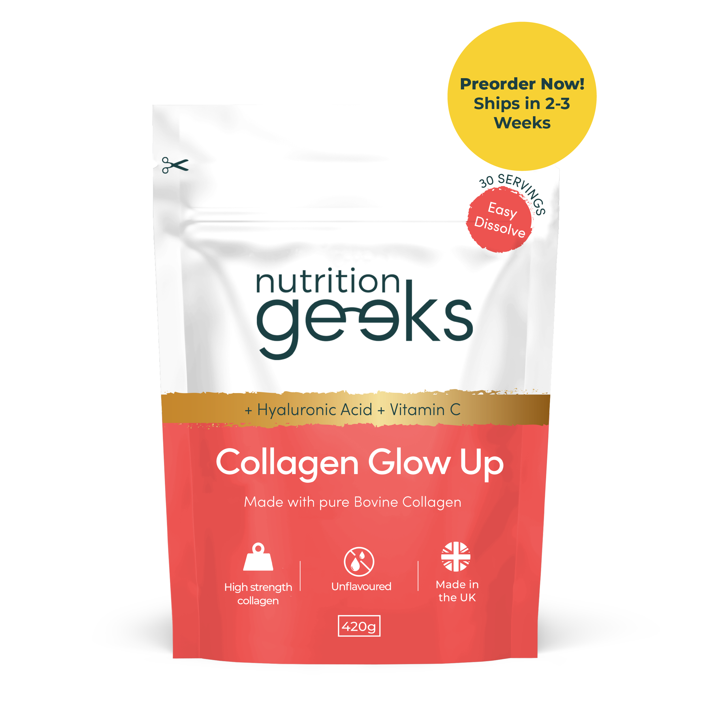 Collagen Glow Up Powder 420g | 12,700mg - Nutrition Geeks