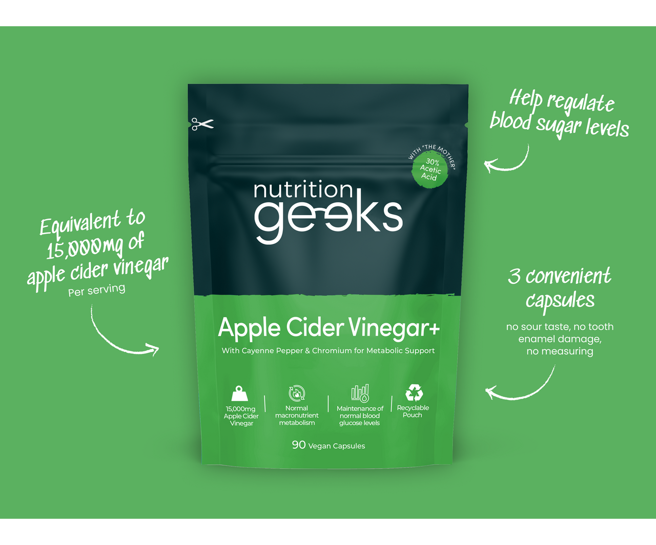 Apple Cider Vinegar+ 15,000mg Capsules | Reduce Bloating & Support ...