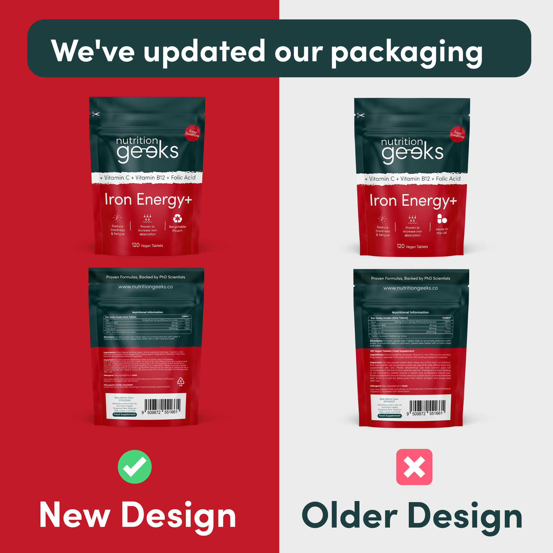 Iron Energy+ Tablets | Boost Energy & Immunity - Nutrition Geeks