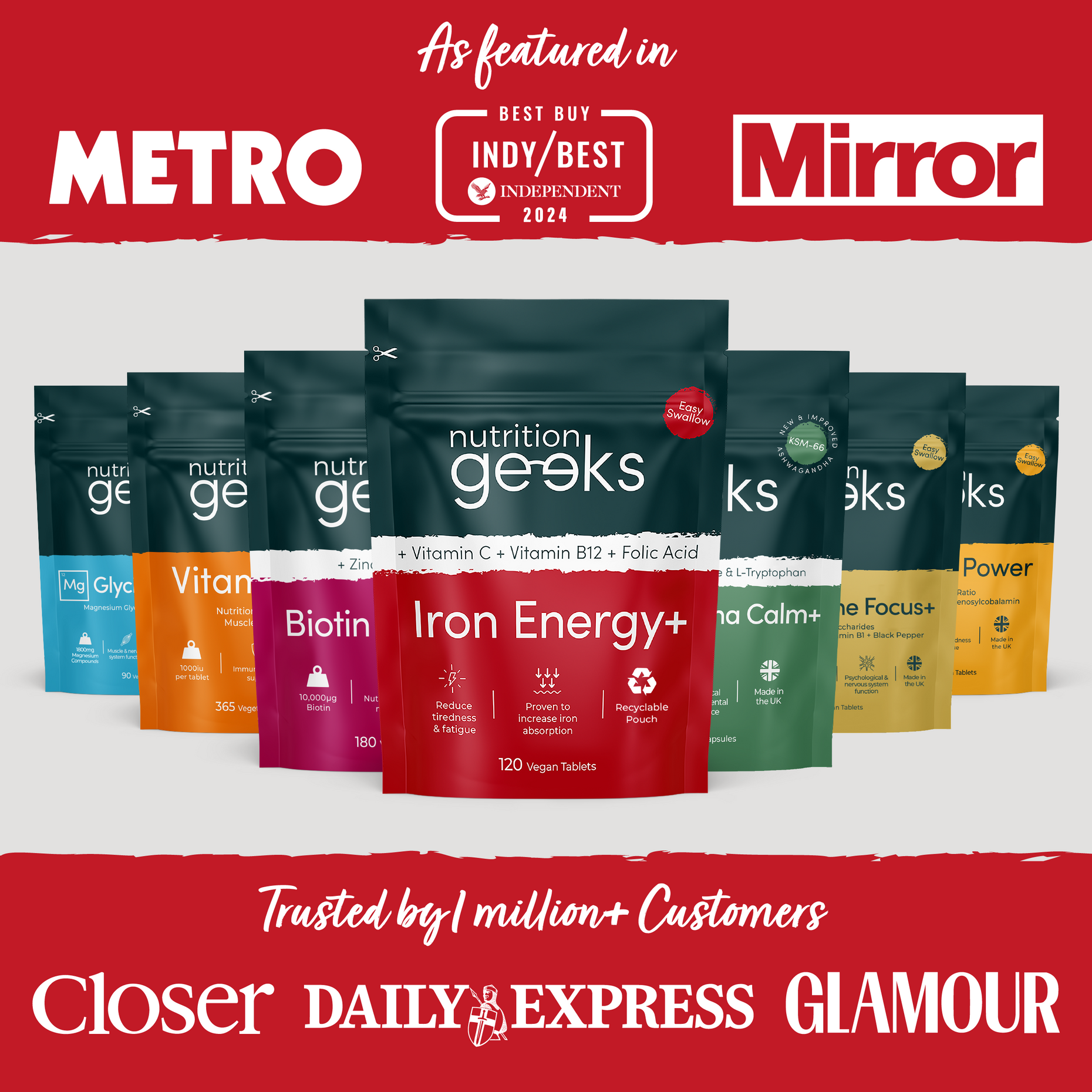 Iron Energy+ Tablets | Boost Energy & Immunity - Nutrition Geeks