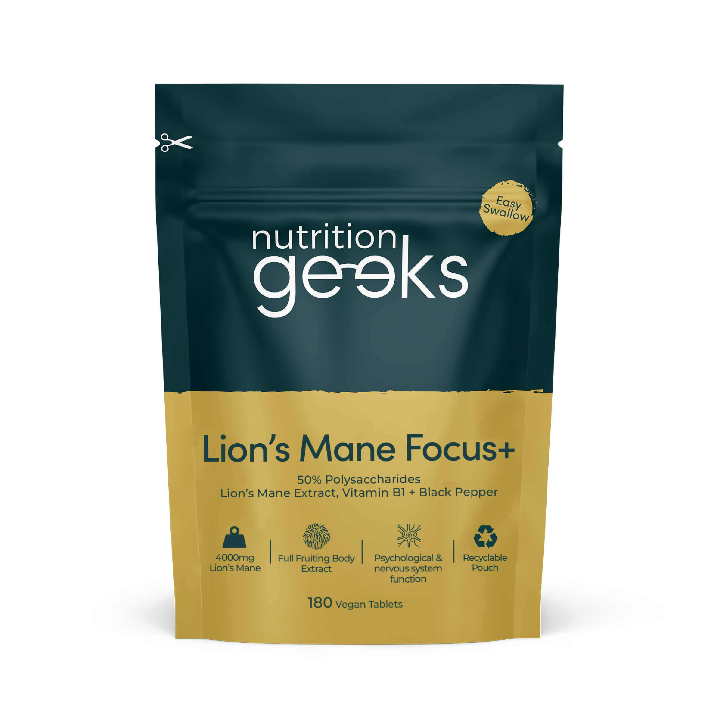 Lion's Mane Focus+ 4000mg Tablets | 3 Months Supply - Nutrition Geeks