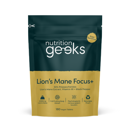 Lion's Mane Focus+ 4000mg Tablets | 3 Months Supply - Nutrition Geeks