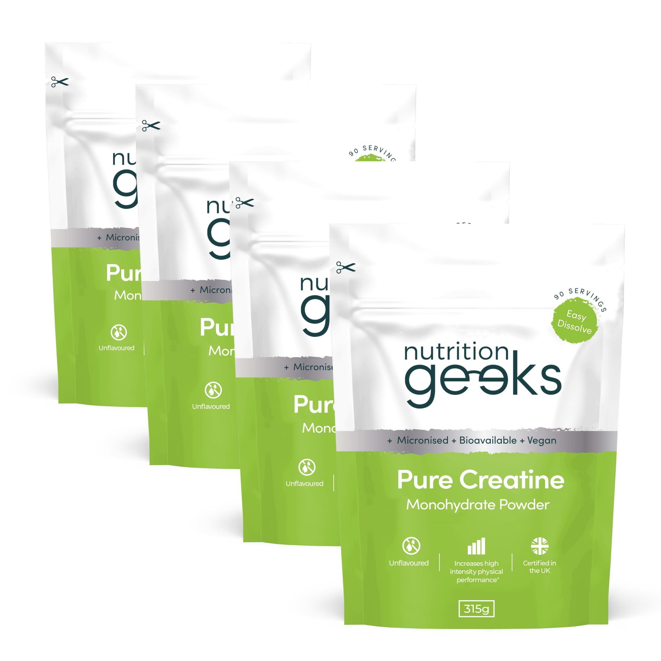 Pure Creatine Monohydrate Powder | 90 Servings - Nutrition Geeks