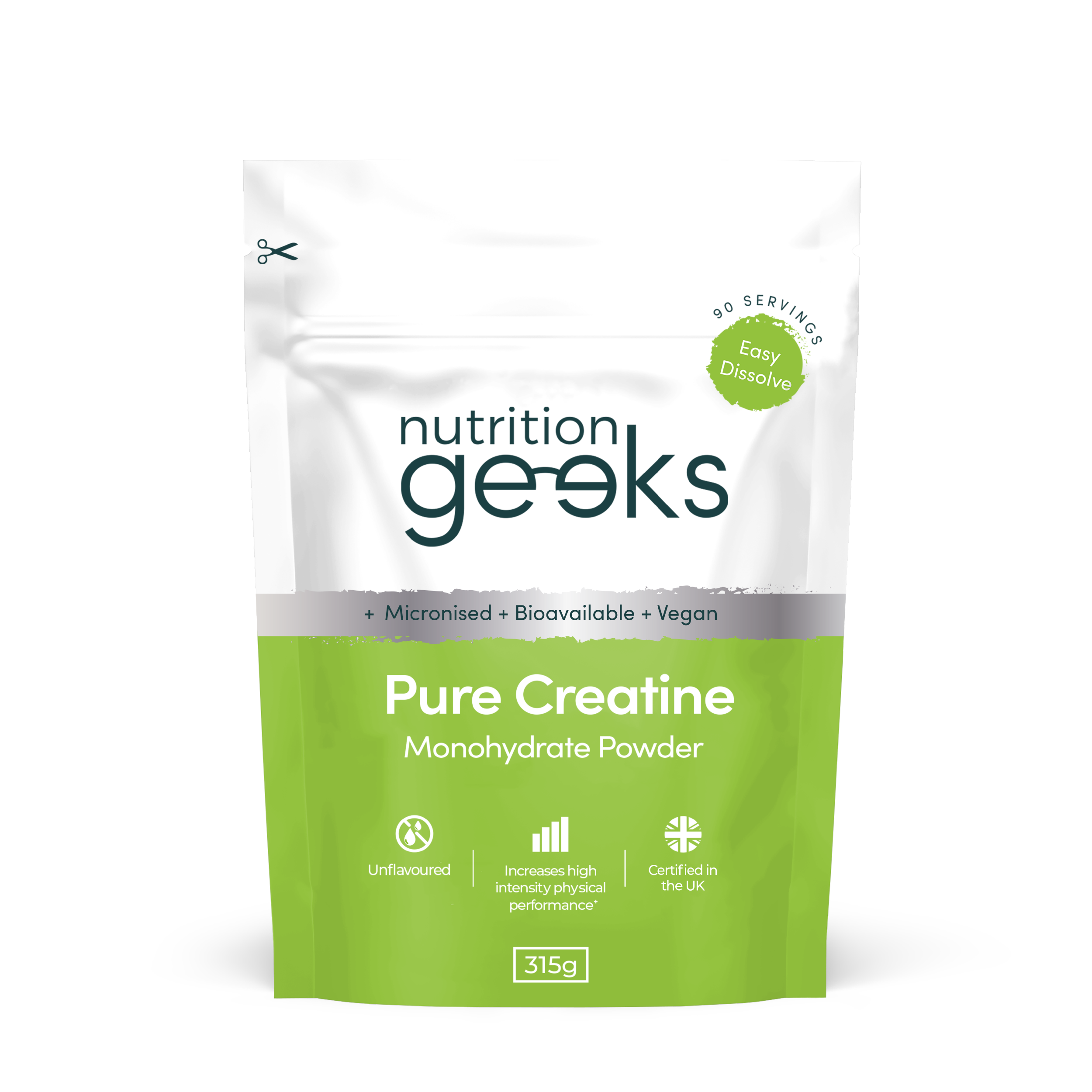 Pure Creatine Monohydrate Powder | 90 Servings - Nutrition Geeks