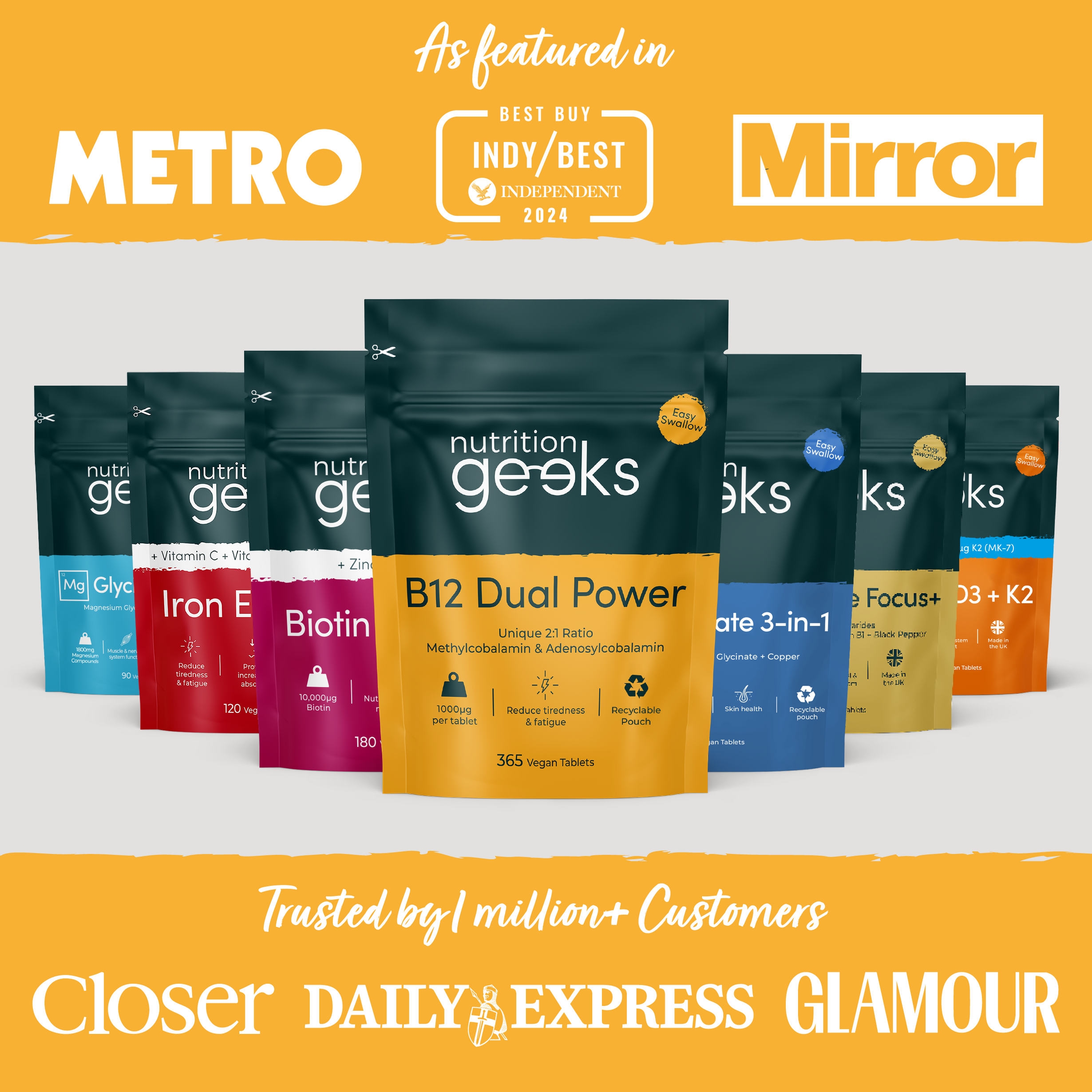 Vitamin B12 Dual Power Tablets | 1 Year Supply - Nutrition Geeks