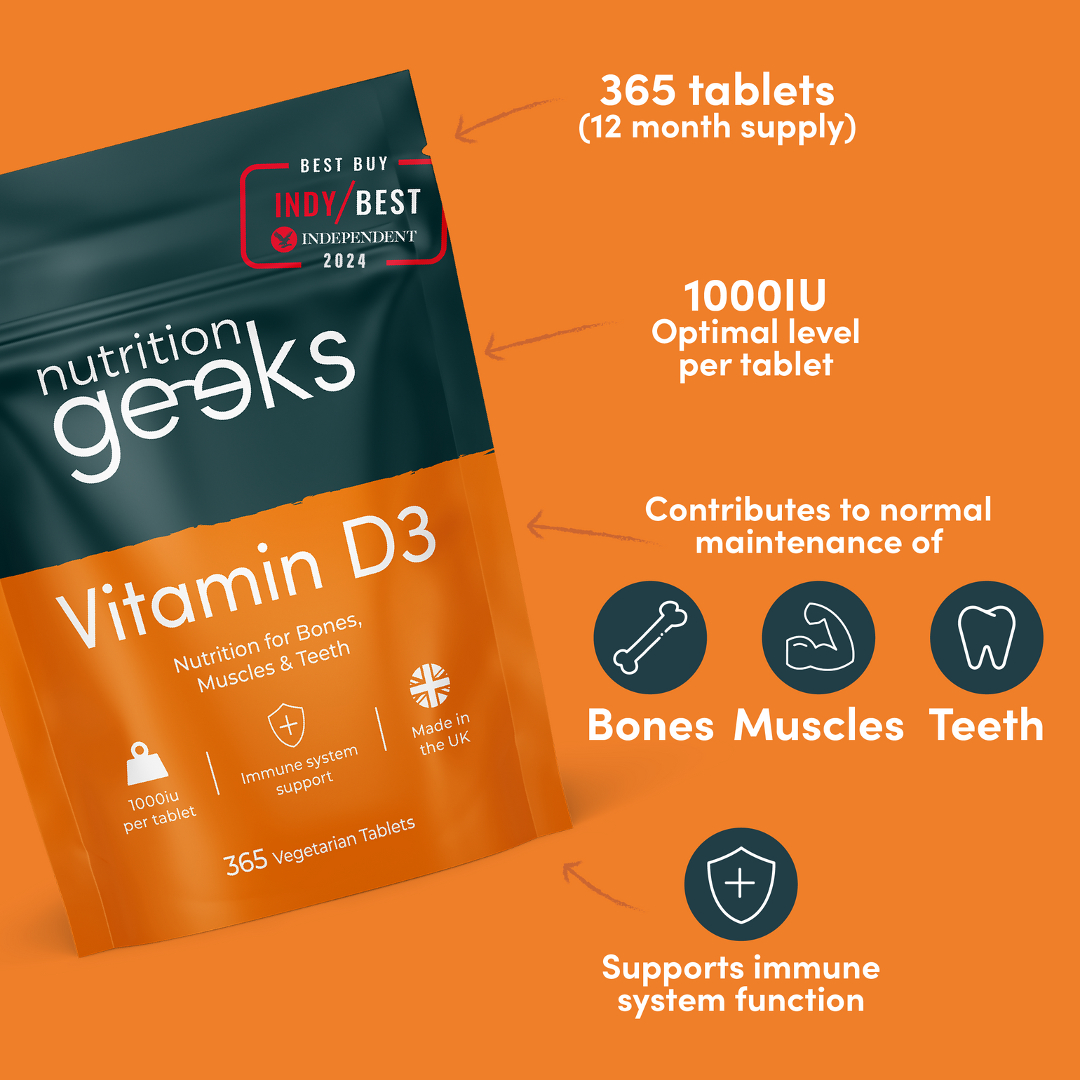 Vitamin D 1000iu Tablets | 1 Year Supply