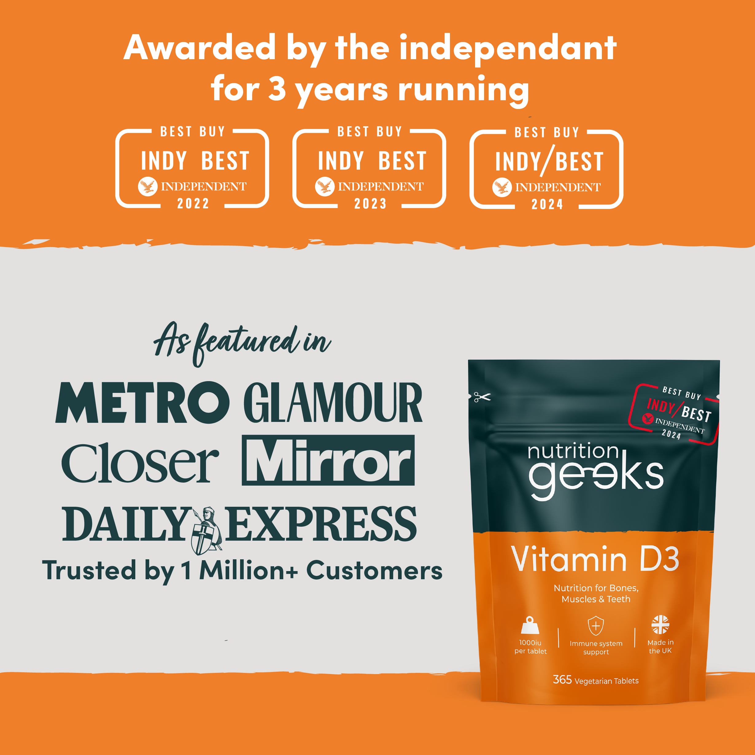 Vitamin D 1000iu Tablets | 1 Year Supply